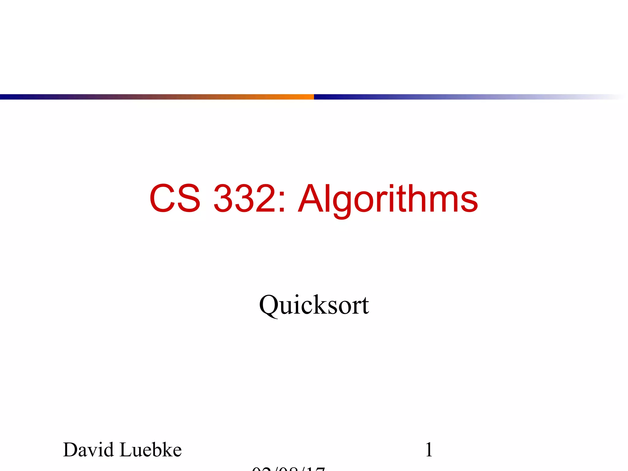 Average case Analysis of Quicksort | PPT
