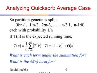 Average case Analysis of Quicksort | PPT