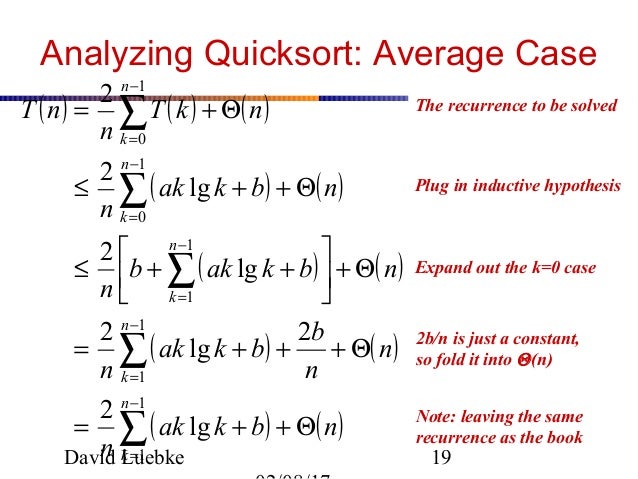 Average Case Analysis Of Quicksort