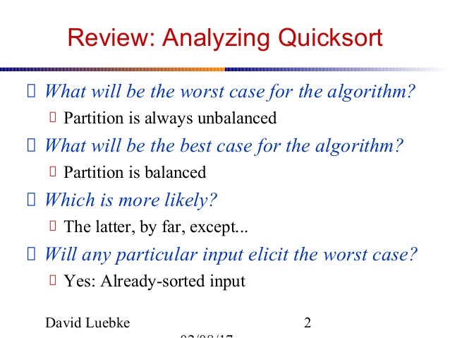 Average Case Analysis Of Quicksort