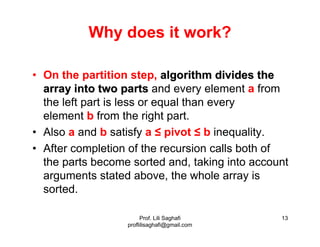 Quick Sort By Prof Lili Saghafi | PDF