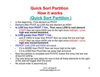 Quick Sort By Prof Lili Saghafi | PDF