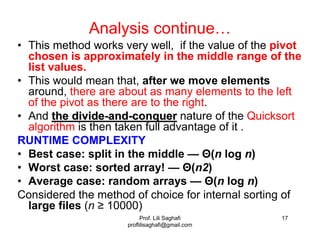 Quick Sort By Prof Lili Saghafi | PDF