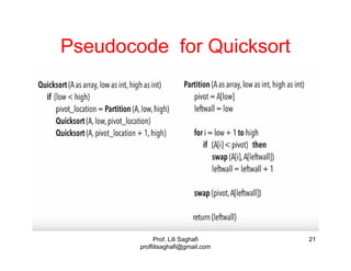 Quick Sort By Prof Lili Saghafi | PDF