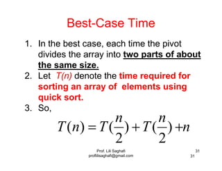 Quick Sort By Prof Lili Saghafi | PDF
