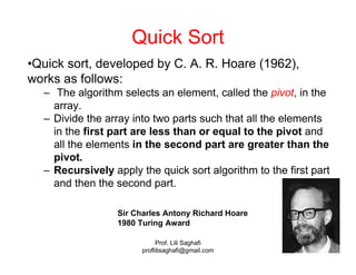 Quick Sort By Prof Lili Saghafi | PDF