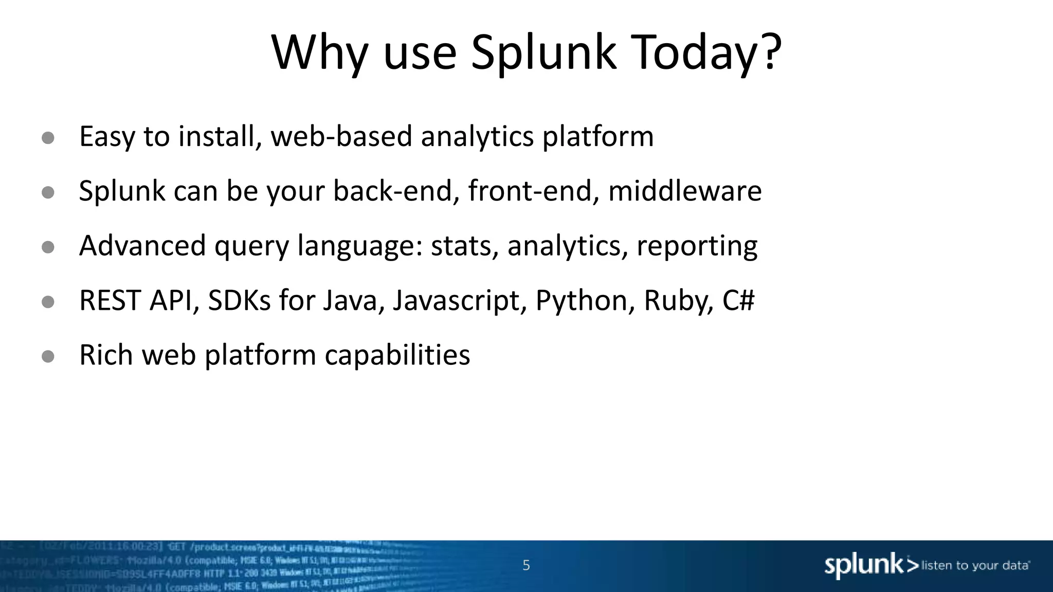 Splunk Quick Overview for Emirates Travel Hackathon | PPTX