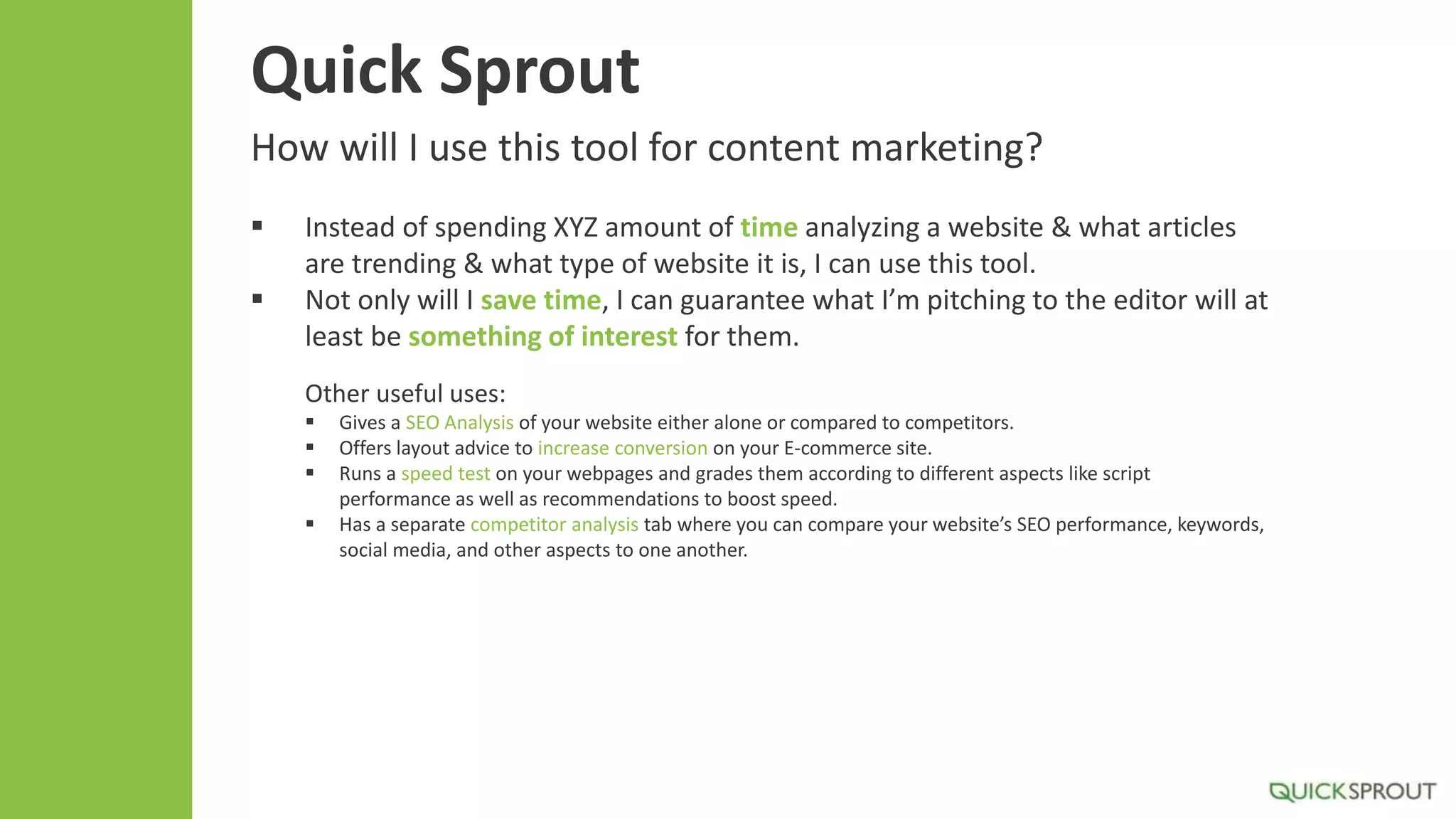 Quick Sprout Tool Overview | PPTX
