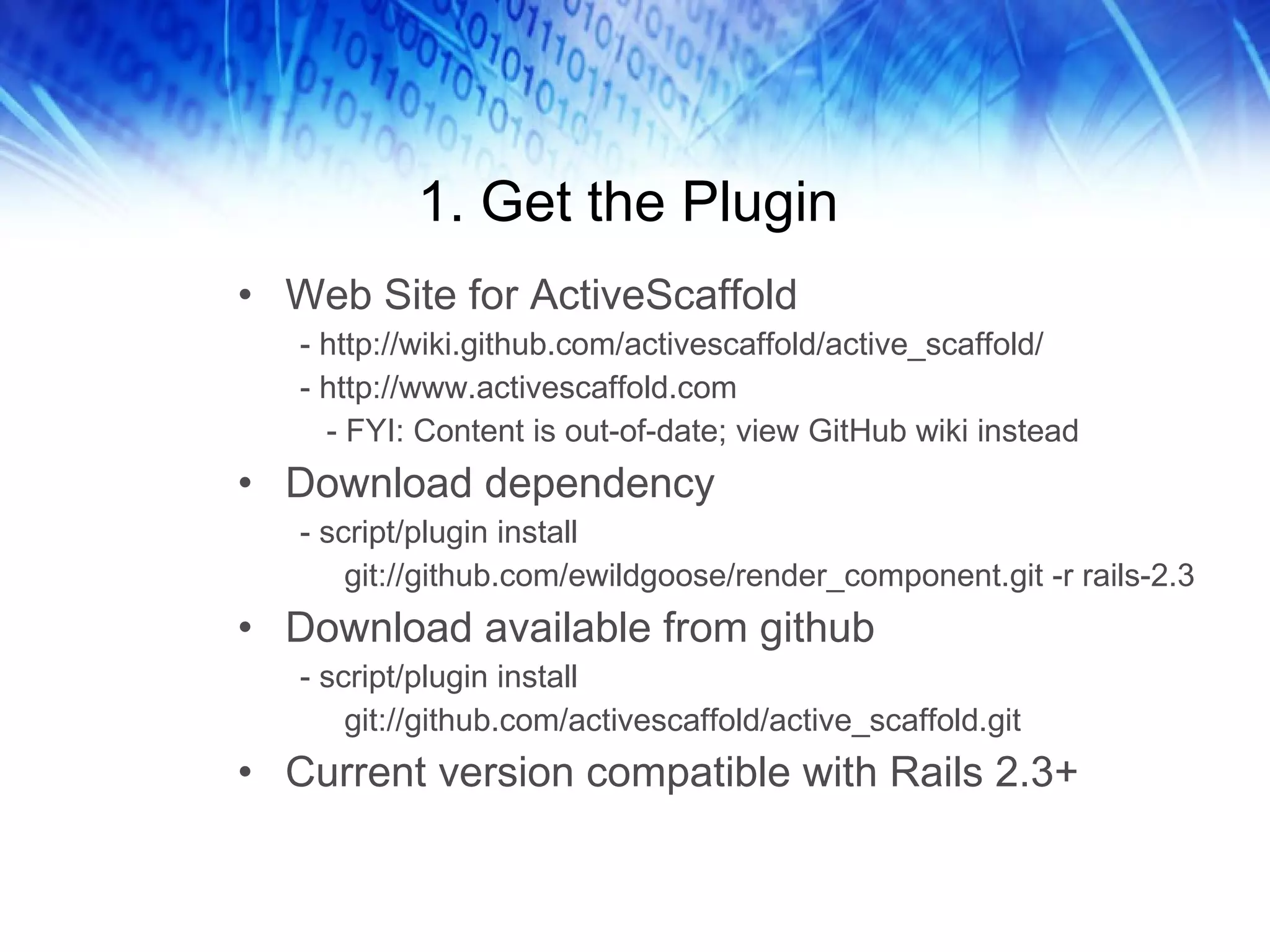 Quick Start: ActiveScaffold | PPT