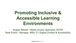 Promoting Inclusive & Accessible Learning Environments | PPT