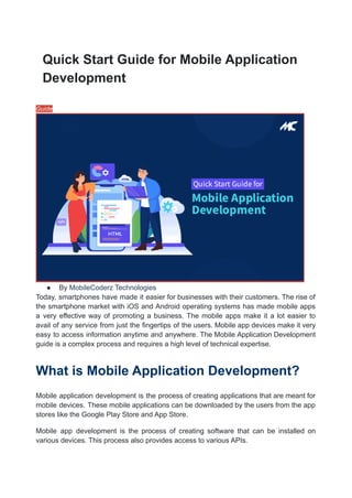 Quick Start Guide for Mobile Application Development | PDF