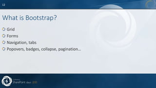 Quick start guide to java script frameworks for sharepoint add ins sharepoint days | PPT