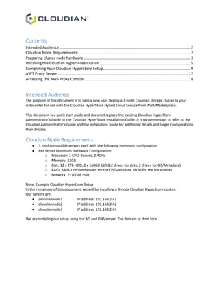 Quick-Start Guide: Deploying Your Cloudian HyperStore Hybrid Storage Service | PDF