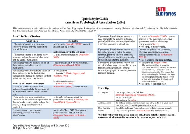 Quick Style Guide - ASA | PPT