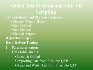 Quick test professional (qtp) online training | PPTX