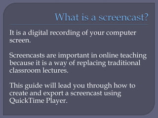 How to create a screencast using QuickTime | PPT