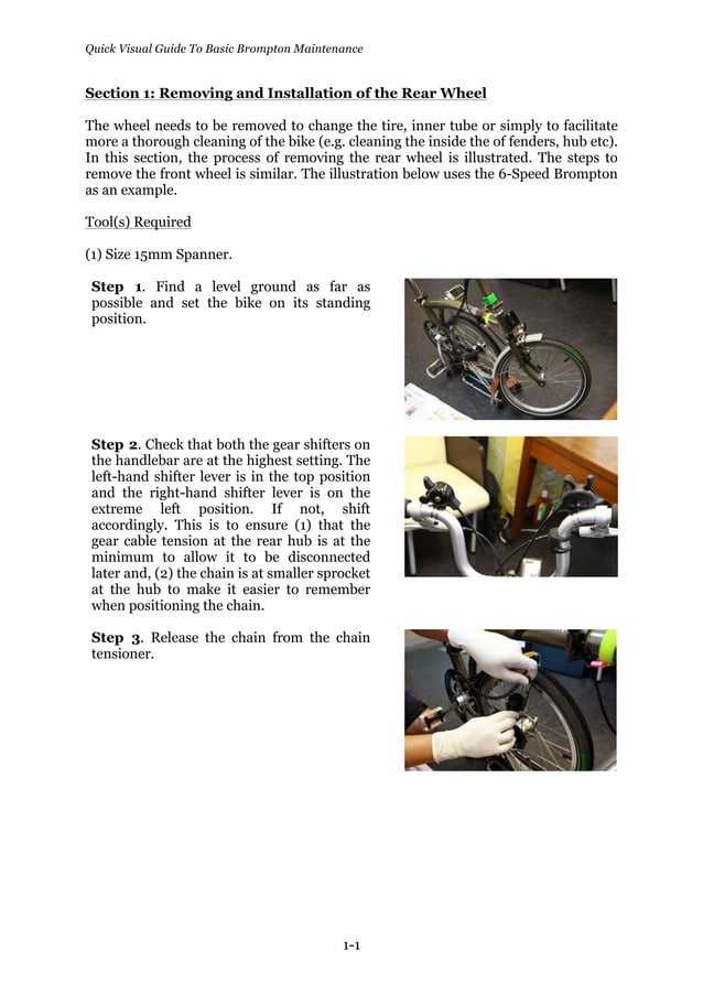 Quick visual guide to basic brompton maintenance | PDF | Cycling | Sports
