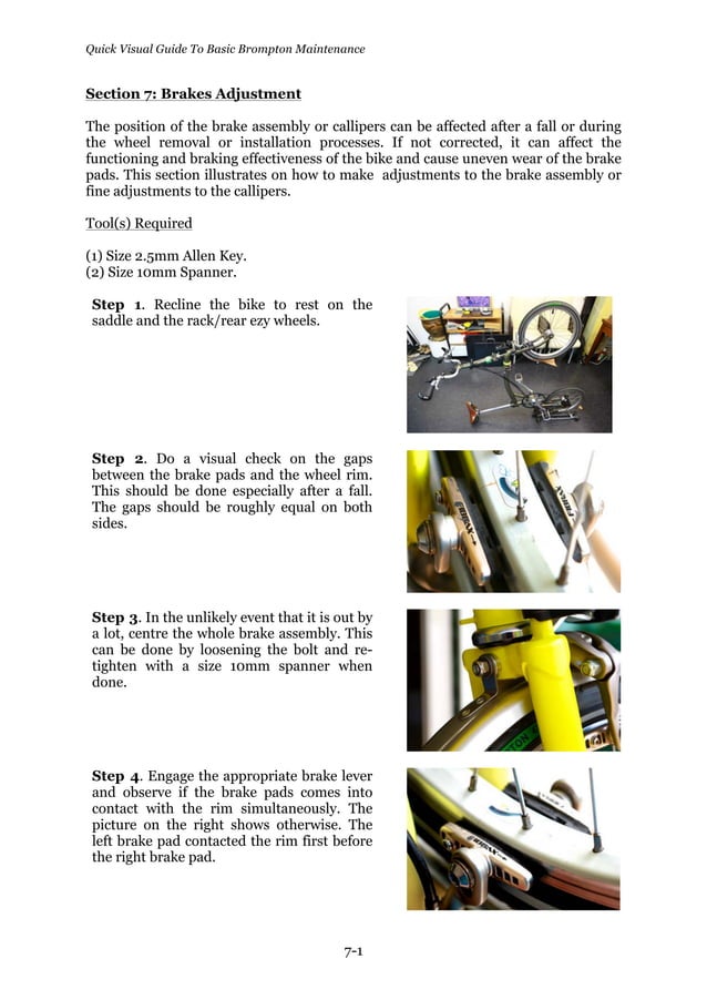 Quick visual guide to basic brompton maintenance | PDF | Cycling | Sports
