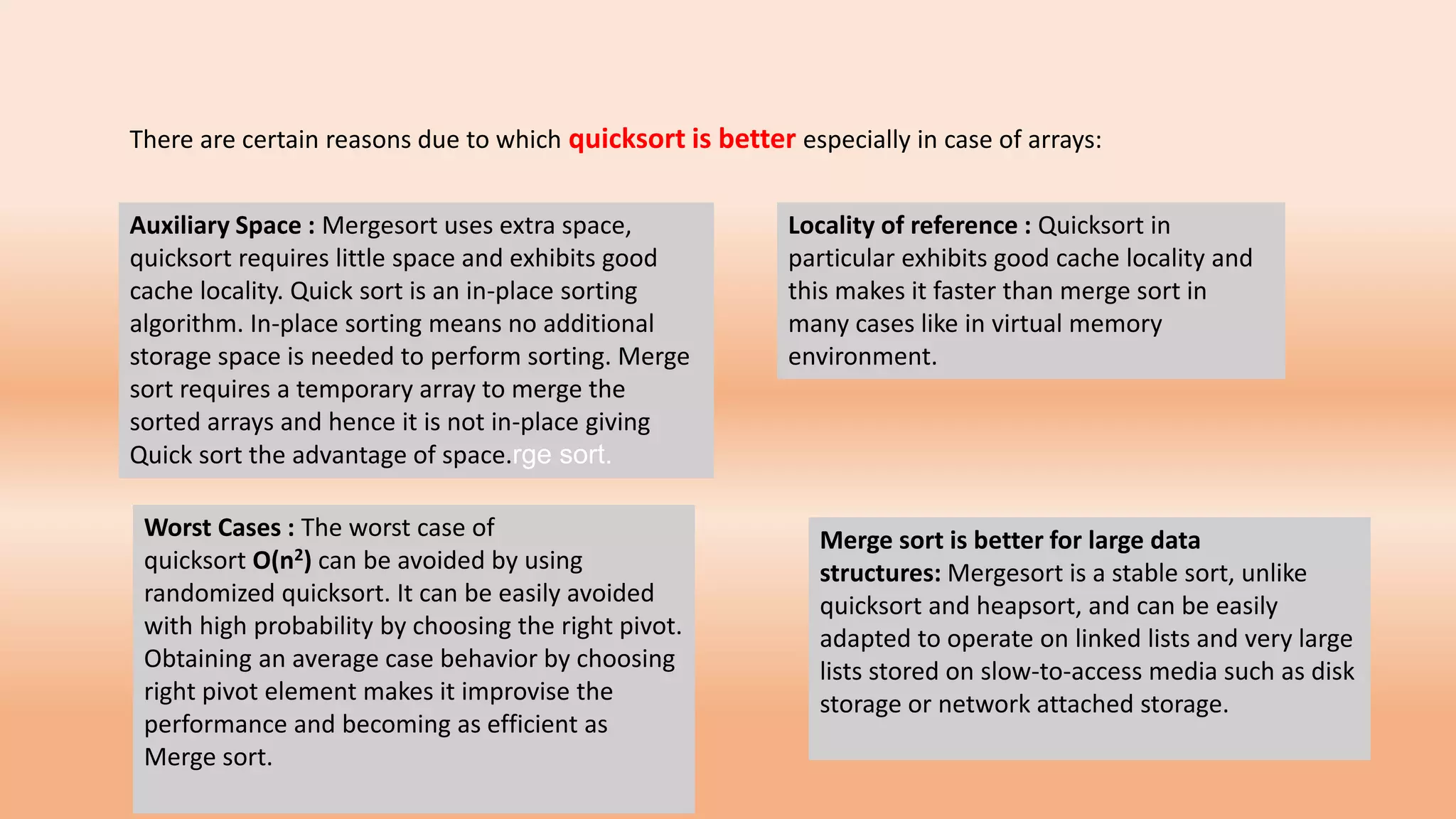 Merge Sort vs Quick Sort presentation | PPTX