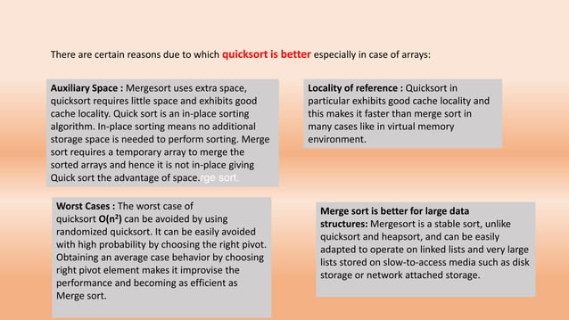 Merge Sort vs Quick Sort presentation | PPTX