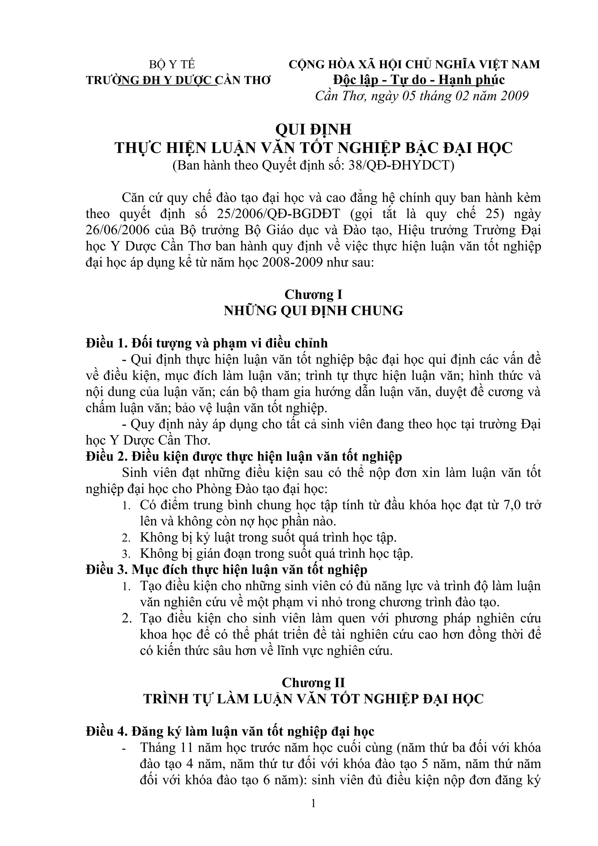 Qui dinh lam luan van tot nghiep2009 | DOC
