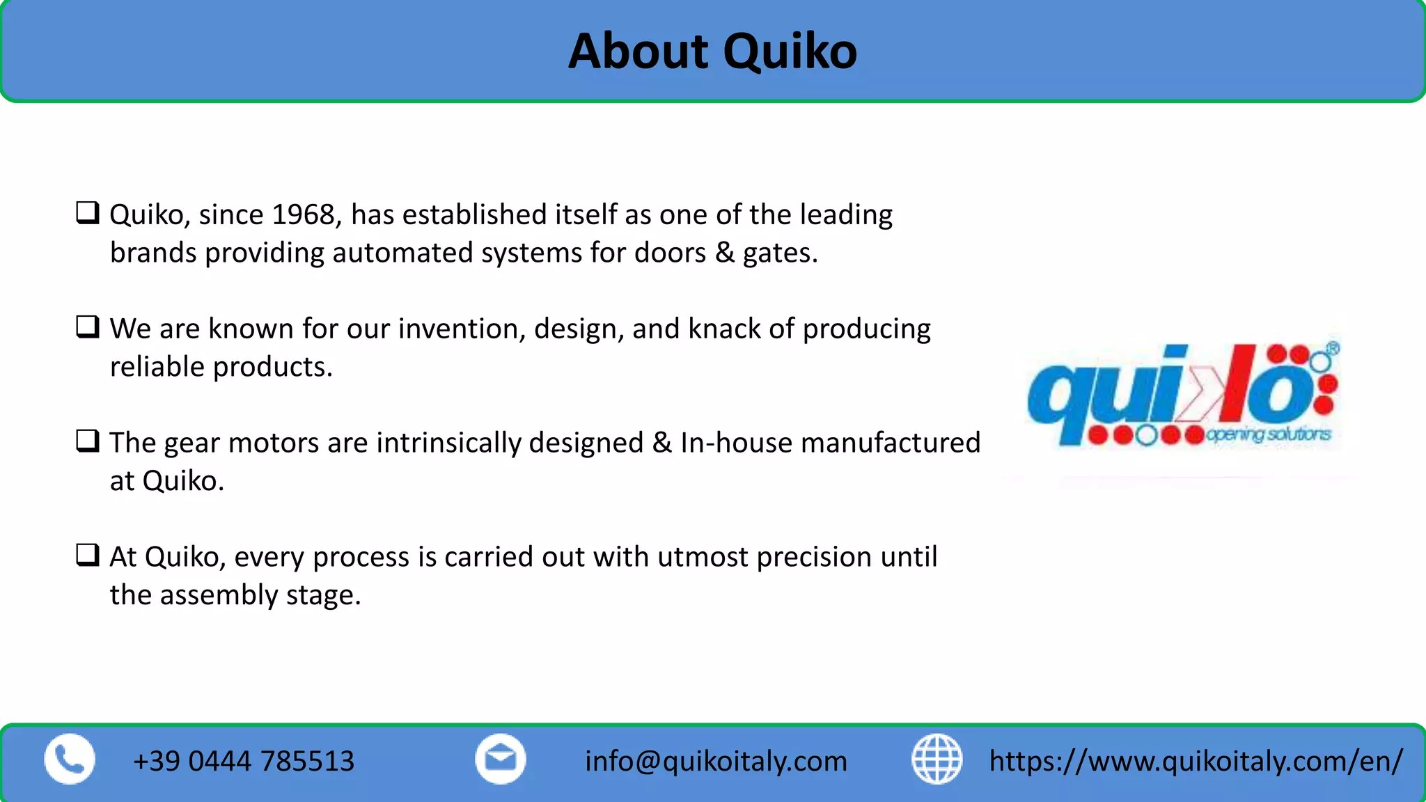 Quiko automation systems for gates & doors | PPTX | Radio Control ...