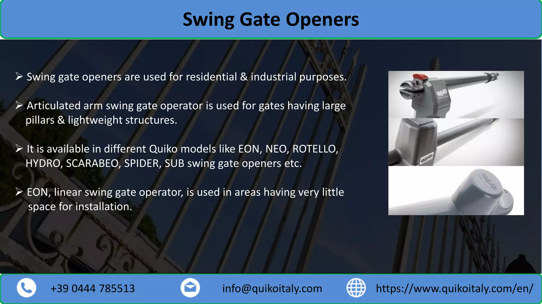 Quiko automation systems for gates & doors | PPTX | Radio Control ...