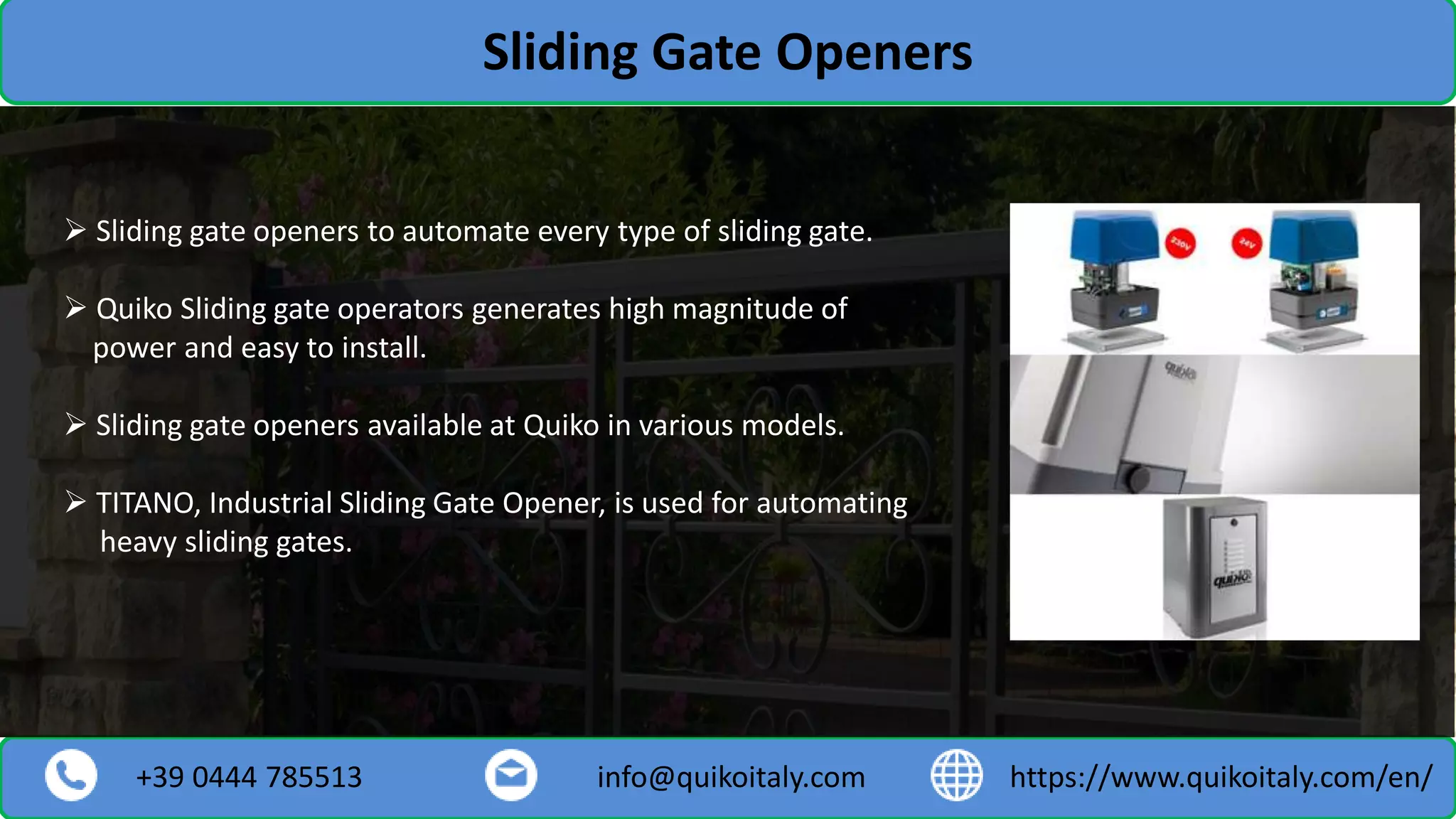 Quiko automation systems for gates & doors | PPTX | Radio Control ...