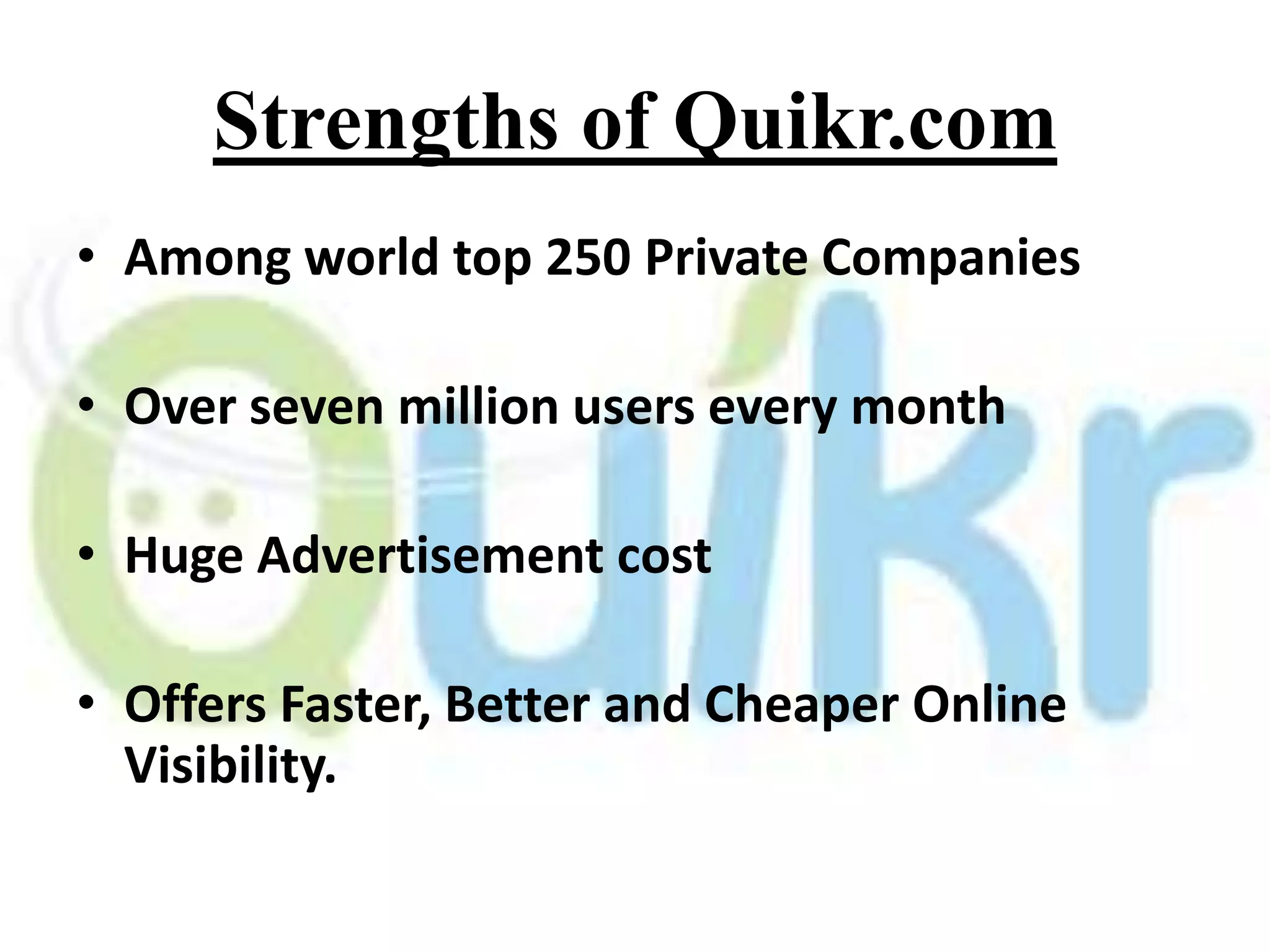 Quikrr swot analysis | PPTX