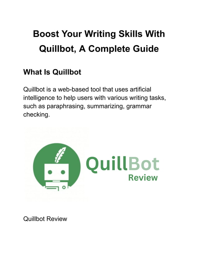 Boost Your Writing Skills With Quillbot | PDF