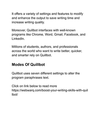 Boost Your Writing Skills With Quillbot | PDF