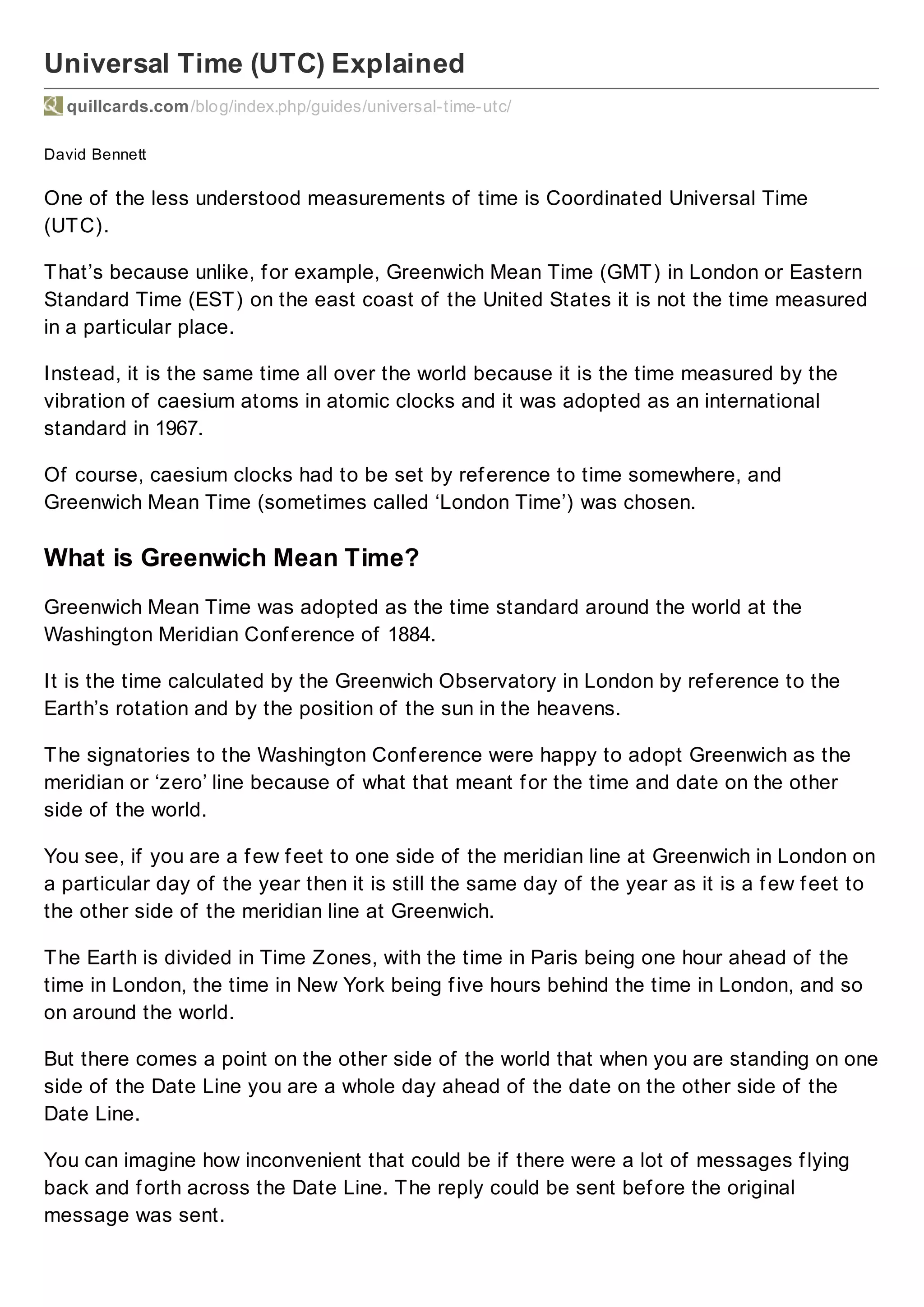 Universal Time (UTC) Explained | PDF