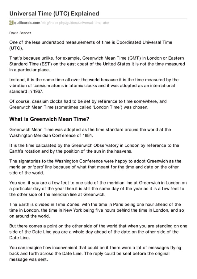 Universal Time (UTC) Explained | PDF
