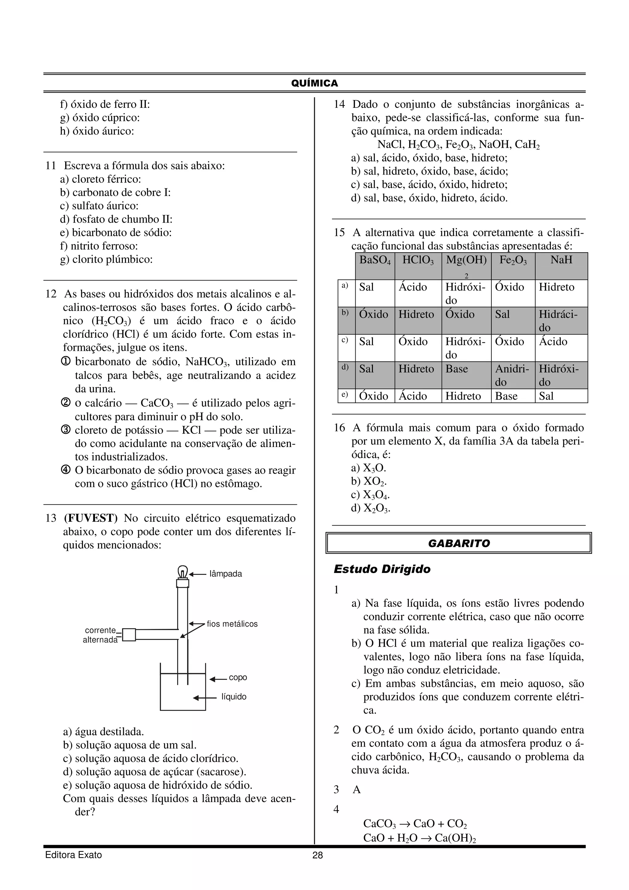 Quimica 001 funcoes inorganicas | PDF