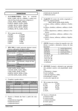 Quimica 001 funcoes inorganicas | PDF