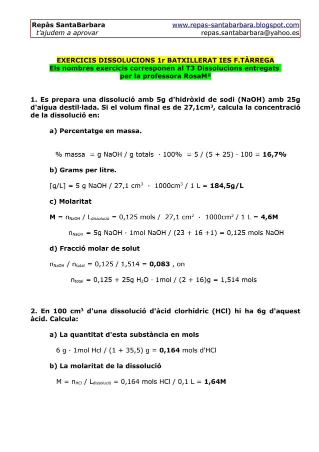 Quimica 1r batx_iesf_tarrega_dissolucions | PDF