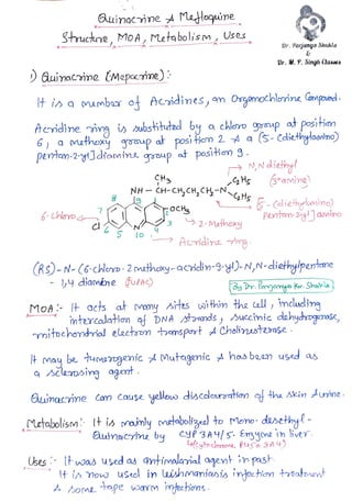 Quinacrine and Mefloquine For B. pharm 6th sem.pdf