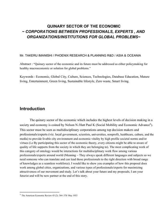 Quinary sector of_economic | PDF