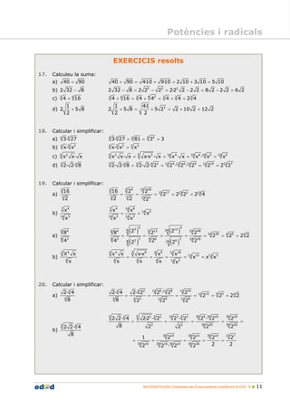Resum i exercicis de potències i arrels | PDF