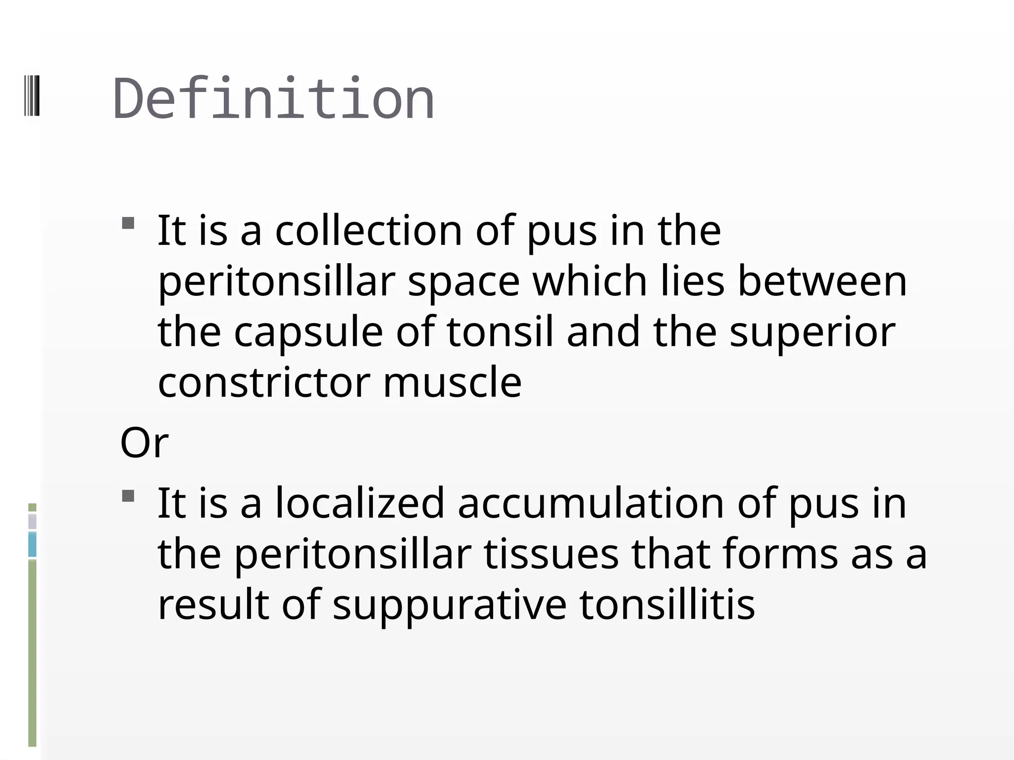 A Tonsillar Abscess is a collection of pus that forms in one of the ...
