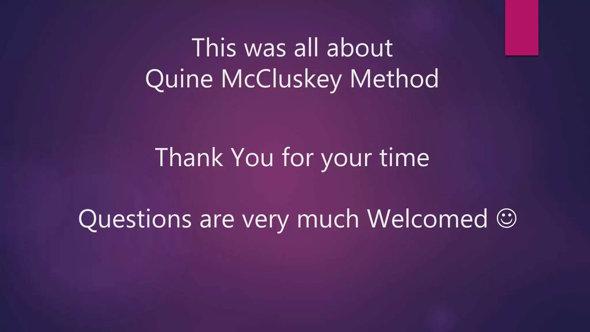 Quine Mc Cluskey Method | PPTX