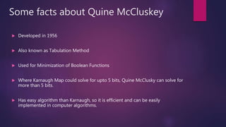 Quine Mc Cluskey Method | PPTX