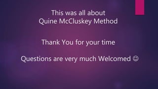 Quine Mc Cluskey Method | PPTX