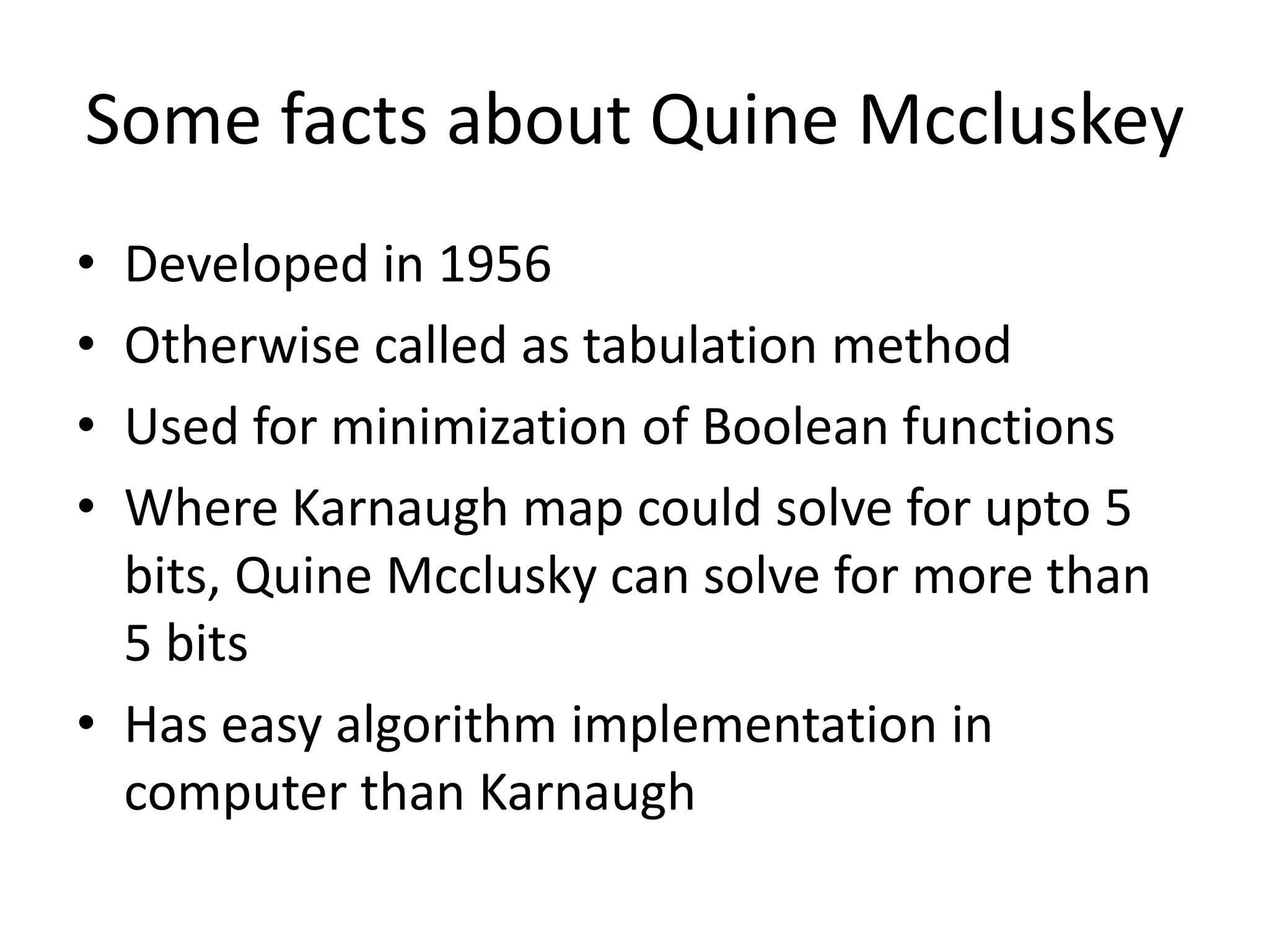 Quine mccluskey method | PDF