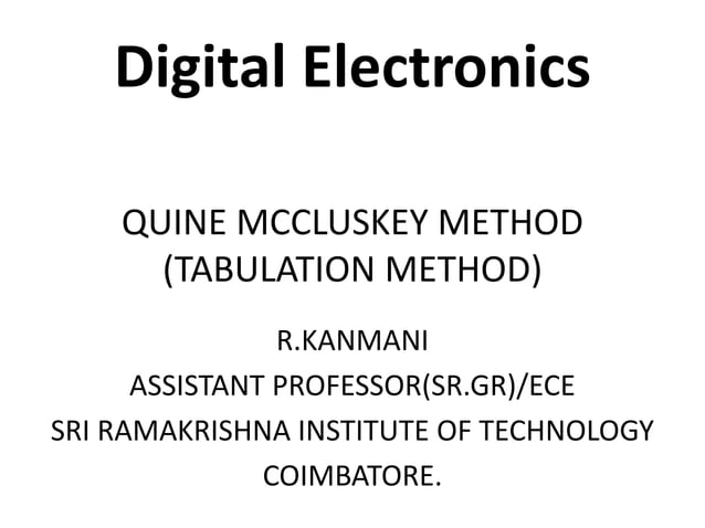 Quine mccluskey method | PDF | Programming Languages | Computing