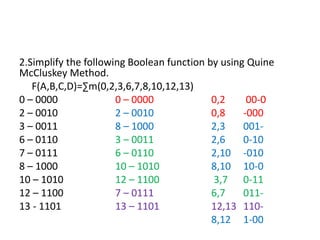 Quine mccluskey method | PDF | Programming Languages | Computing