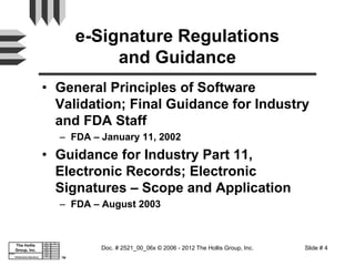 FDA 21 CFR Part 11 and Related Regulations and Guidances | PDF
