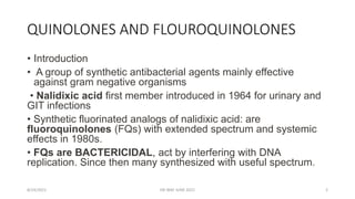 Quinolones and flouroquinolones | PPTX