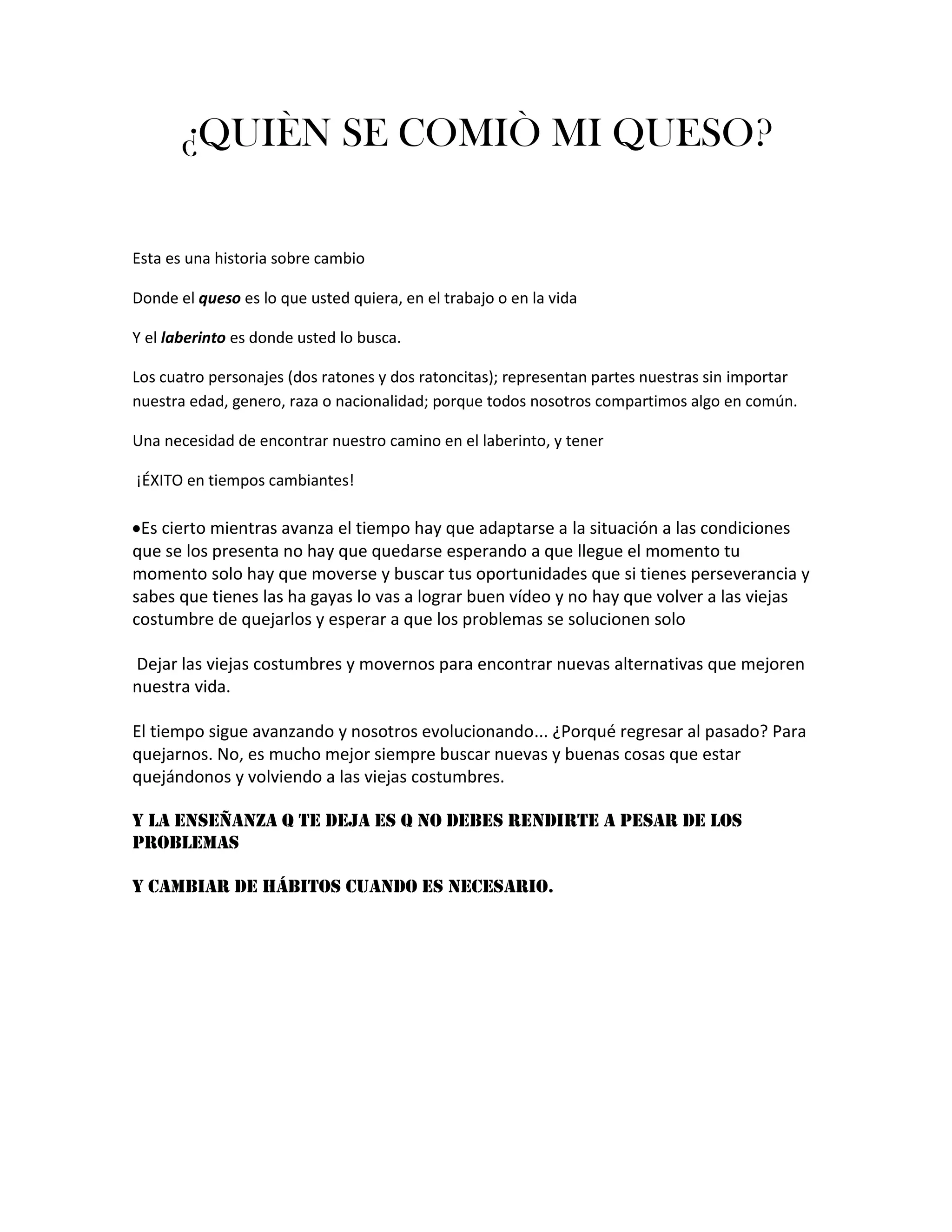 Quièn se comio mi queso | PDF