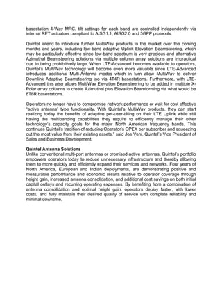 Quintel Multi Wav Press Release May 1 2012 Copy | PDF